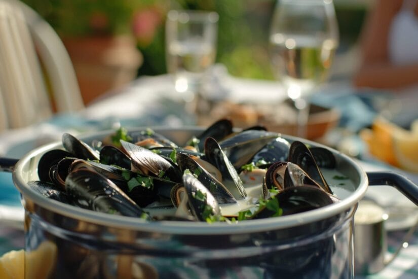Moules marinières, musslor i vitt vin - Bon Appetit